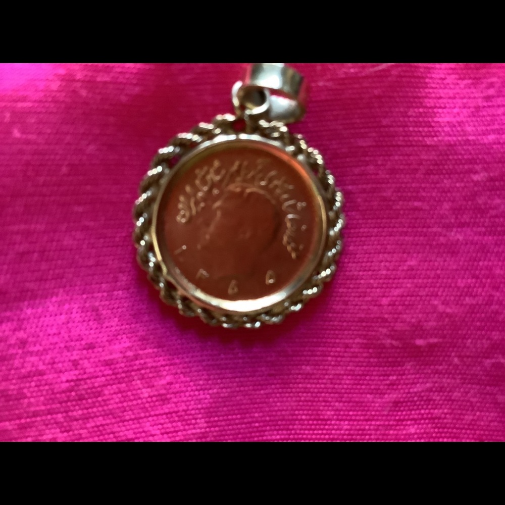 Iran Gold Pahlavi Coin Pendant - Gem